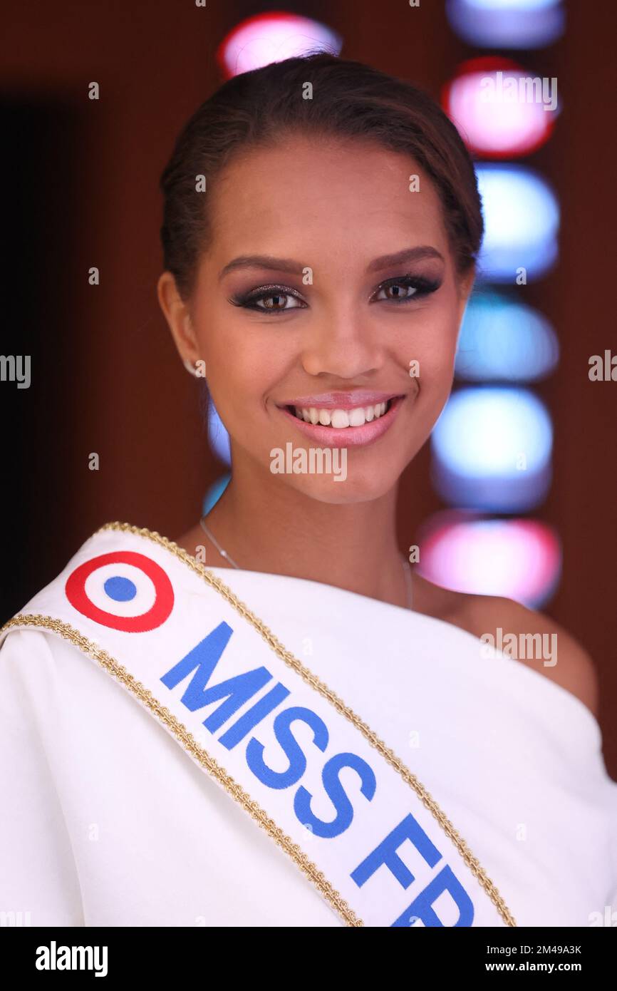 Exclusive - Indira Ampiot, Miss France 2023 appears on BFM TV in Paris ...
