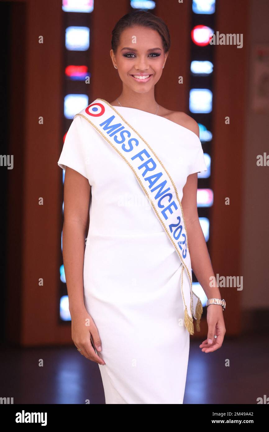 Exclusive - Indira Ampiot, Miss France 2023 appears on BFM TV in Paris ...