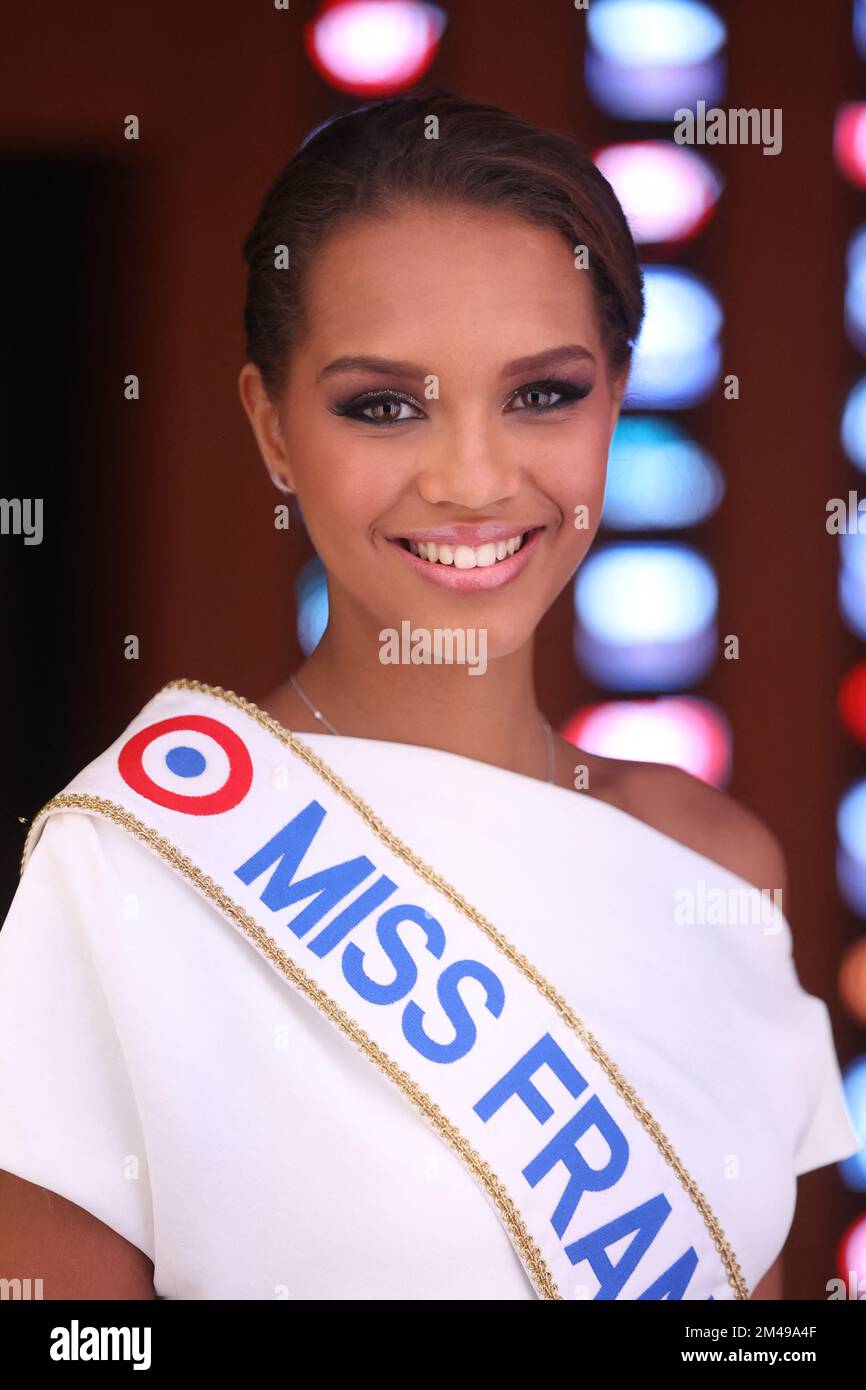 Exclusive - Indira Ampiot, Miss France 2023 appears on BFM TV in Paris ...