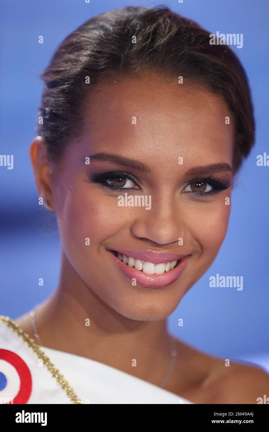 Exclusive - Indira Ampiot, Miss France 2023 appears on BFM TV in Paris ...