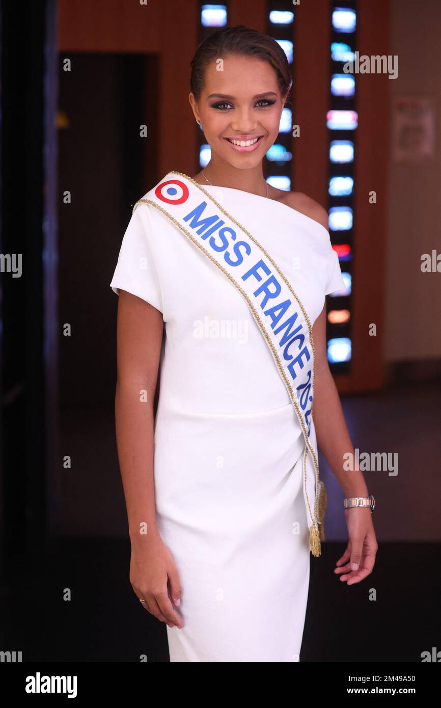 Exclusive - Indira Ampiot, Miss France 2023 appears on BFM TV in Paris ...