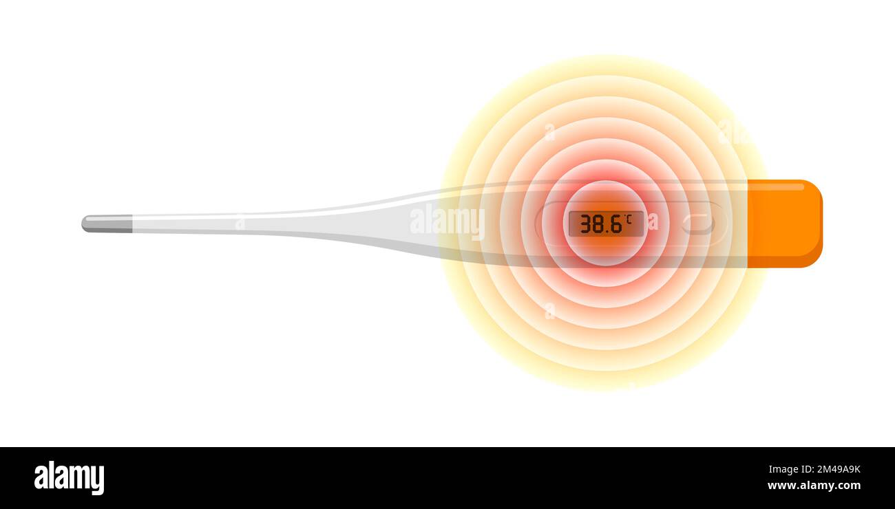Electronic thermometer show elevated temperature unhealthy illness ...