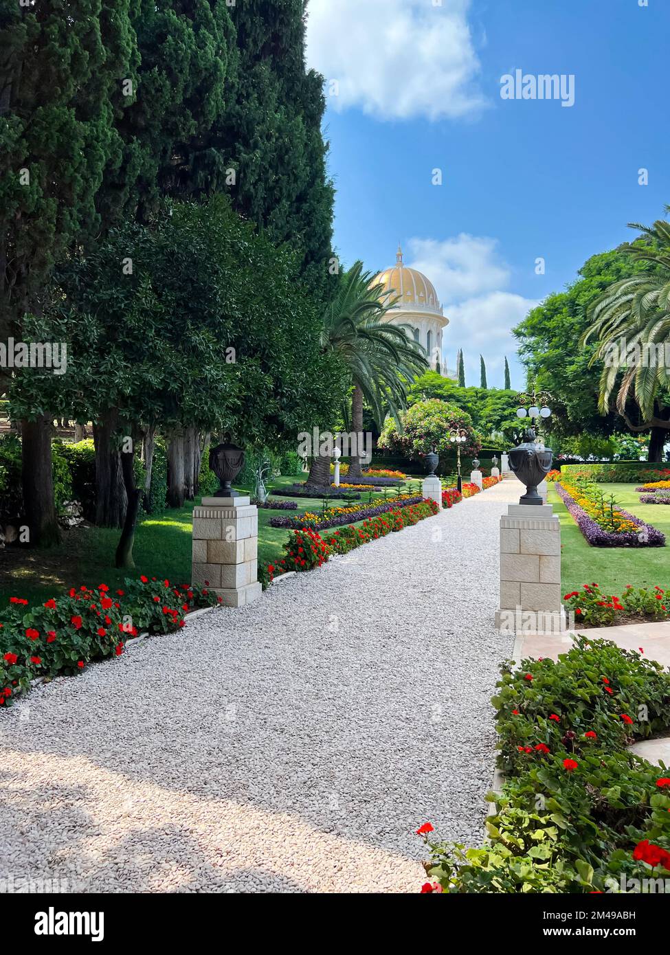 Park with beautiful flowers and trees near pathway Stock Photo - Alamy