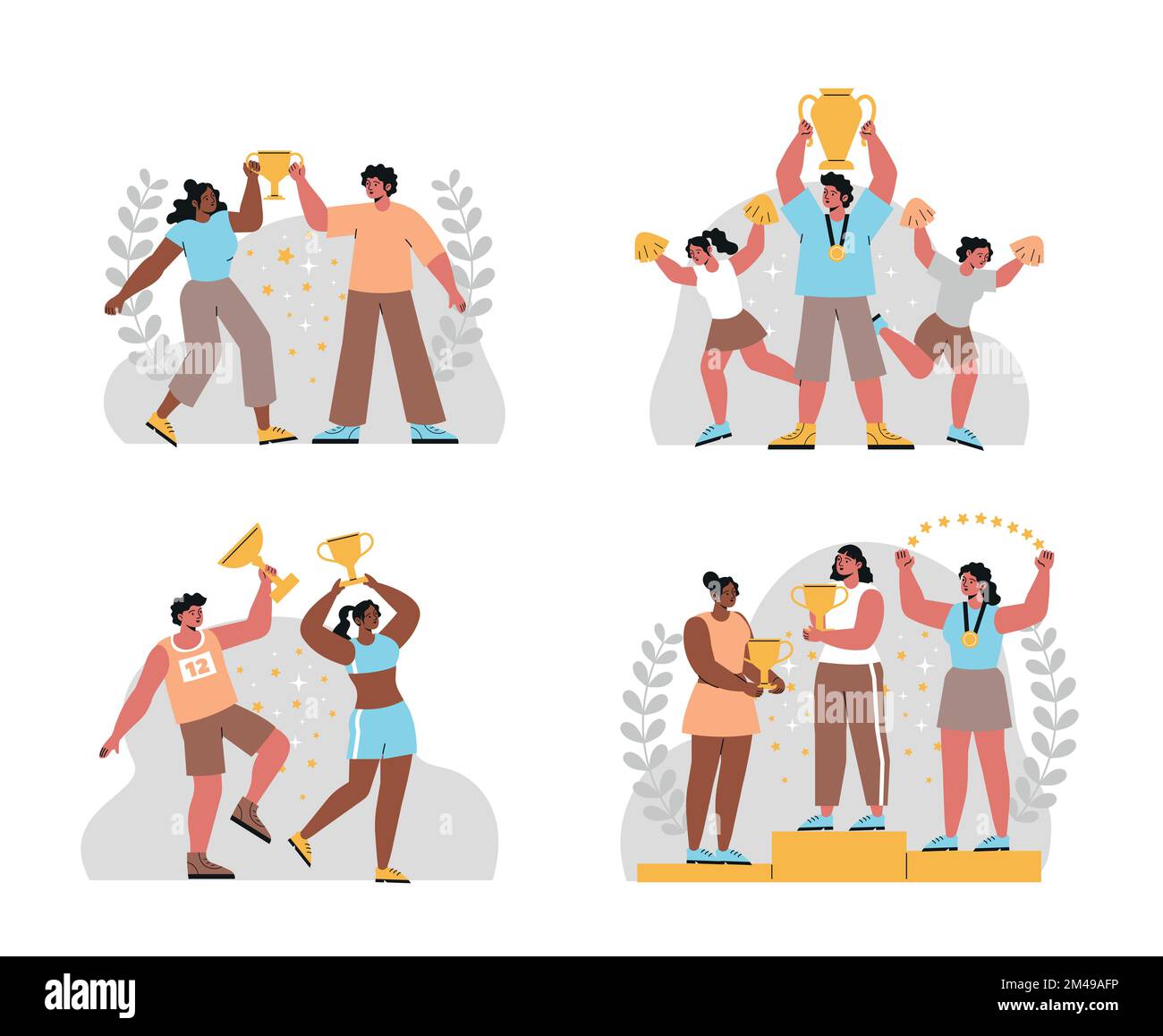 Set of happy competition champions Stock Vector Image & Art - Alamy