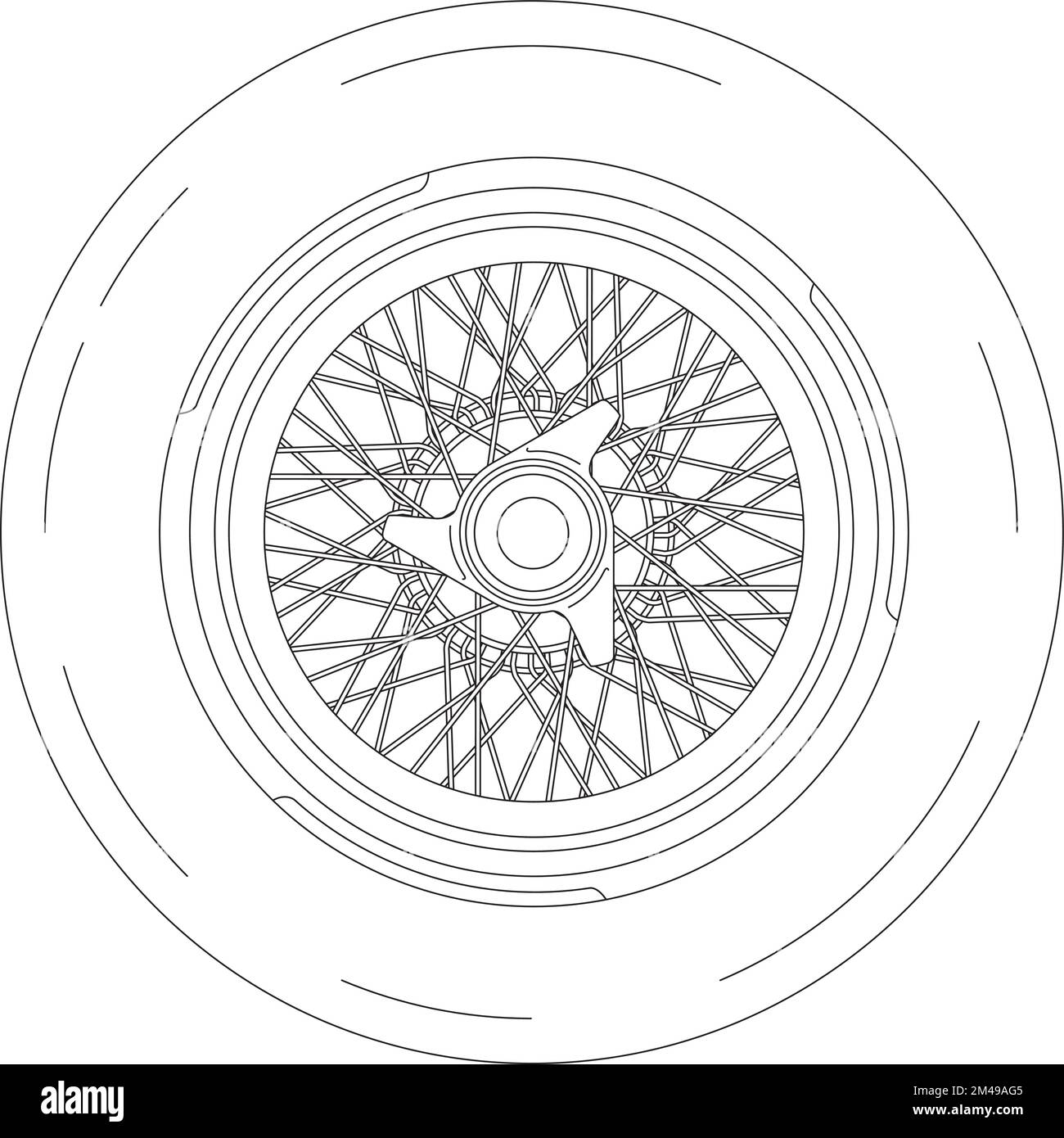 Vintage car wheel design on the white background, vector illustration ...