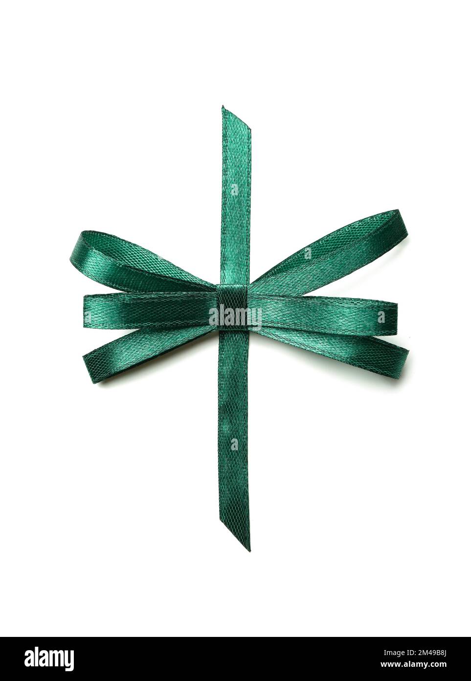 Bow made of green ribbon on white background Stock Photo - Alamy
