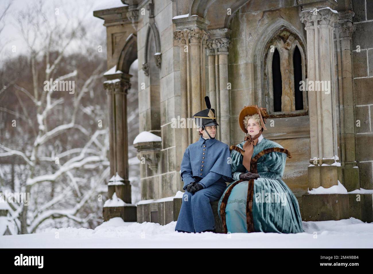 THE PALE BLUE EYE, from left: Harry Melling, as Edgar Allan Poe, Lucy ...