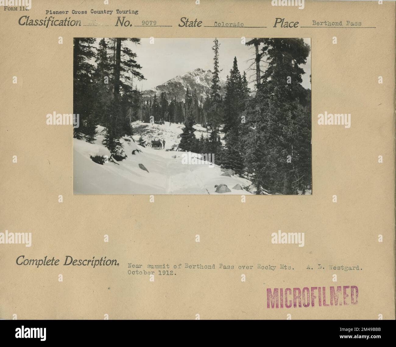 Near Summit of Berthoud Pass Over Rocky Mountains. Original caption ...