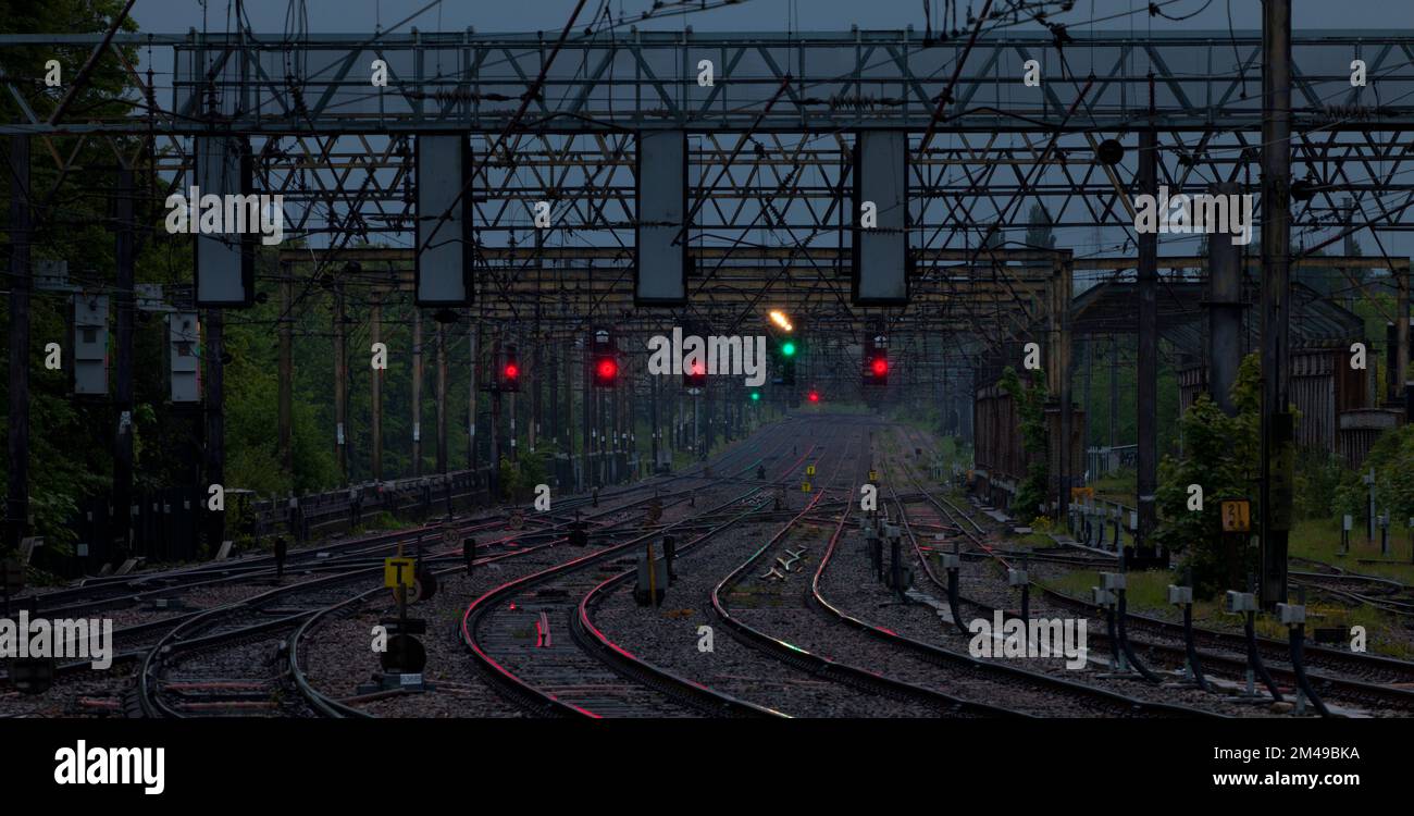 view looking south from Preston station, west coast mainline the red ...