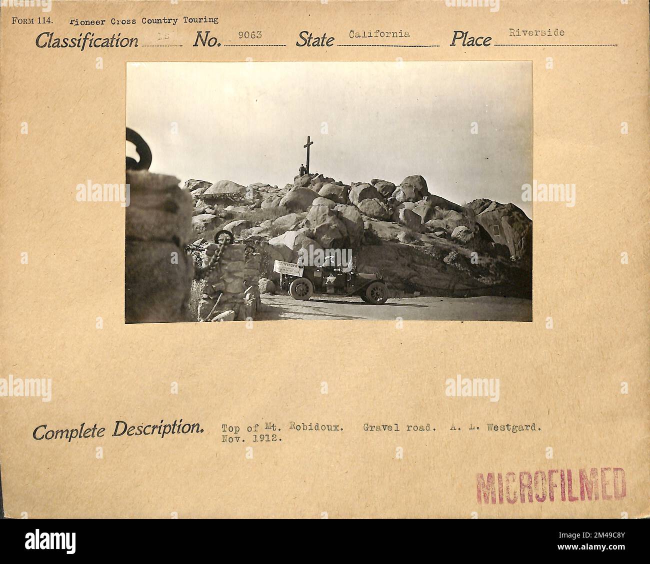 Top of Mt. Rubidoux, Gravel Road. Original caption: Top of Mt. Robidoux ...