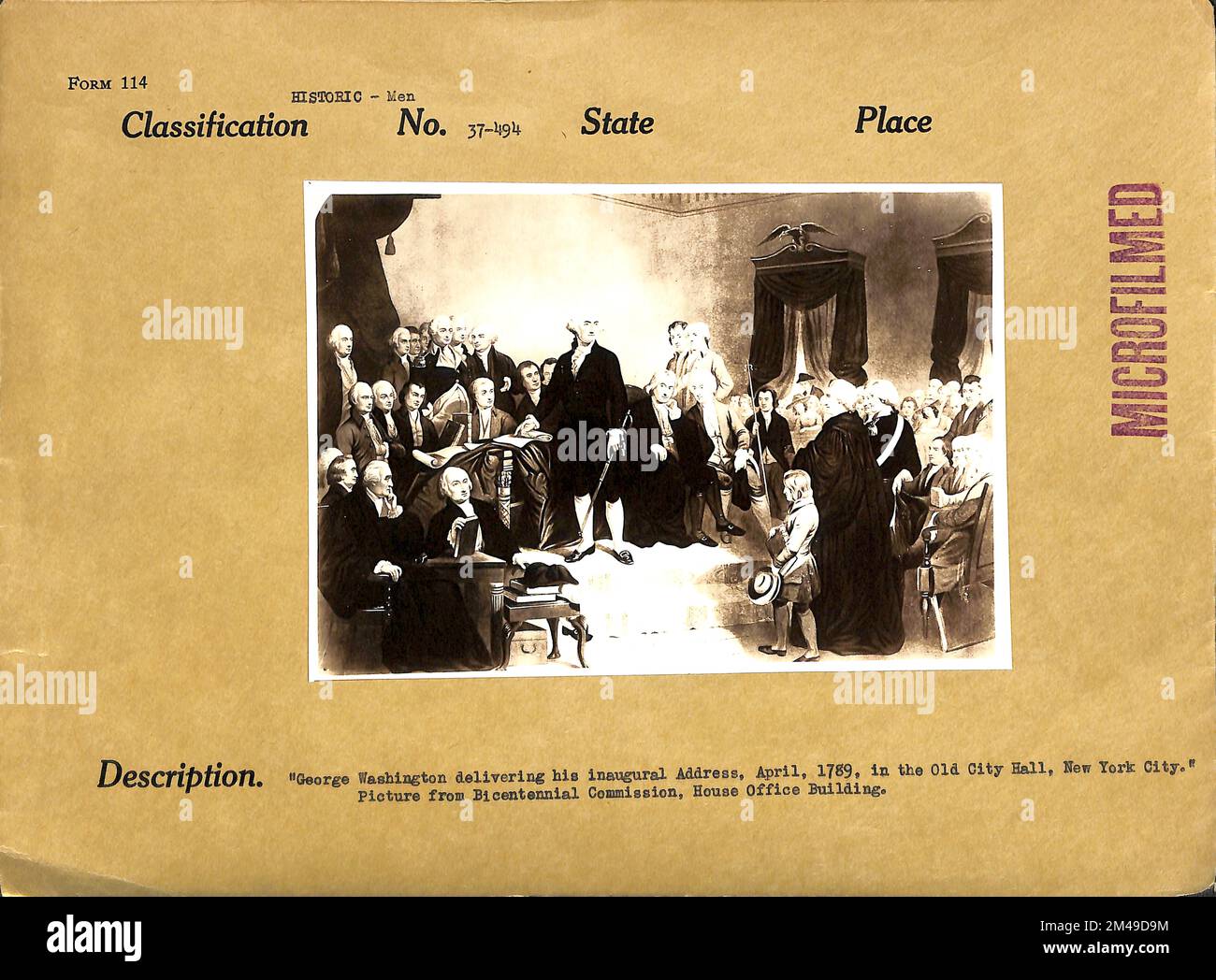 George Washington Delivering His Inaugural Address, April, 1789, in the ...