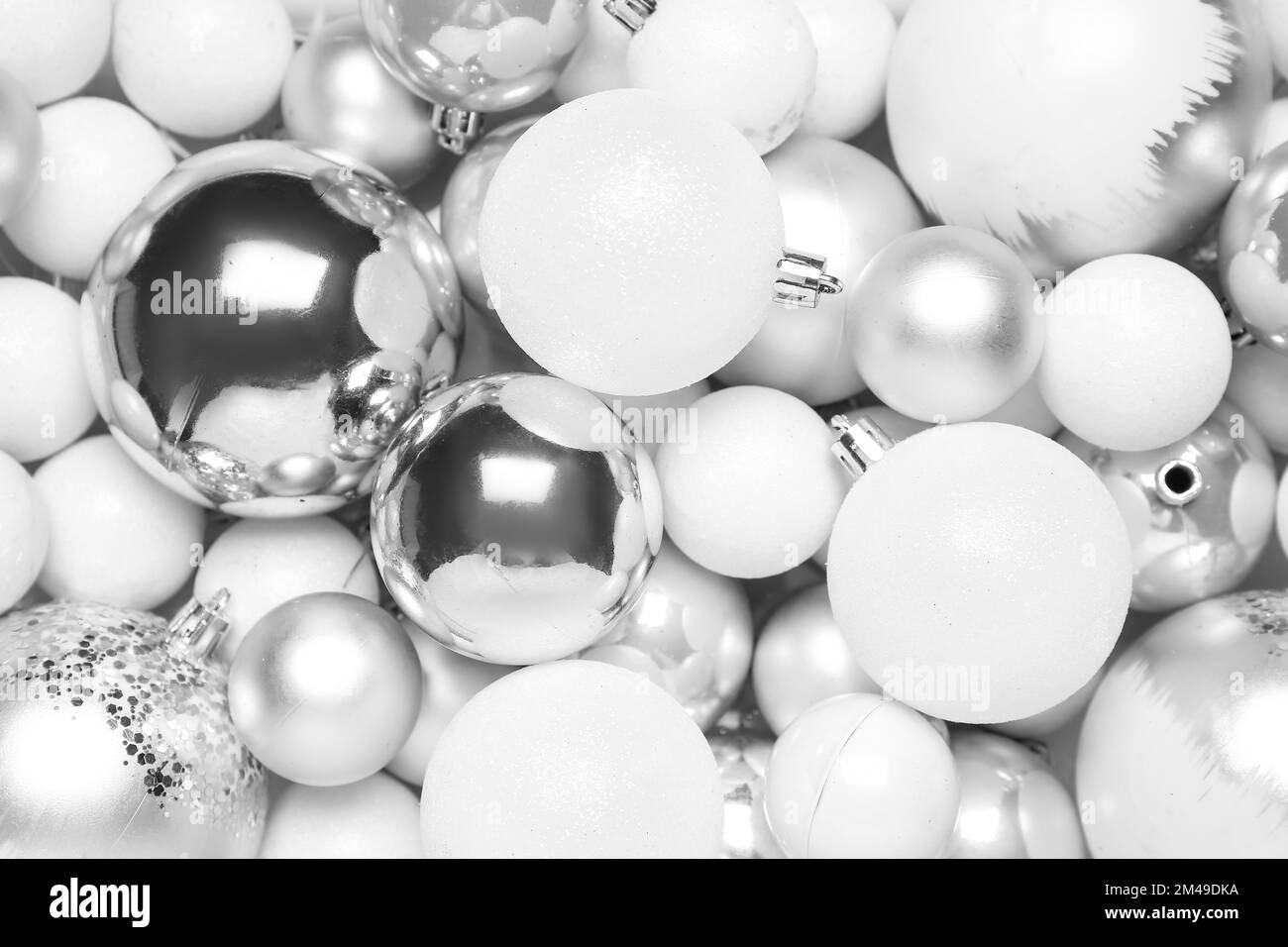 Festive christmas balls decorations Black and White Stock Photos ...