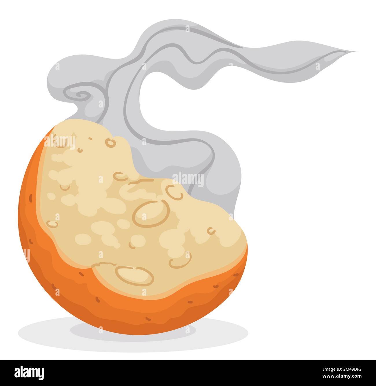 Delicious, half bitten and steamy fritter in cartoon style, isolated ...