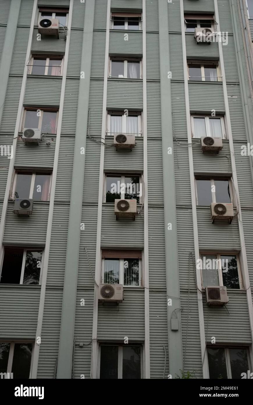 high-rise building facade with air conditioning on the windows Stock ...