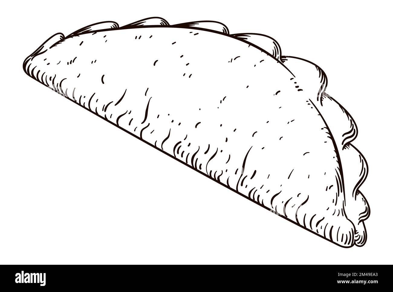 Tasty view of an empanada in hand drawn style, isolated over white ...