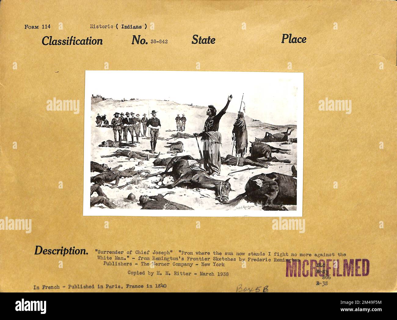 Surrender of Chief Joseph. Original caption: "Surrender of Chief Joseph ...