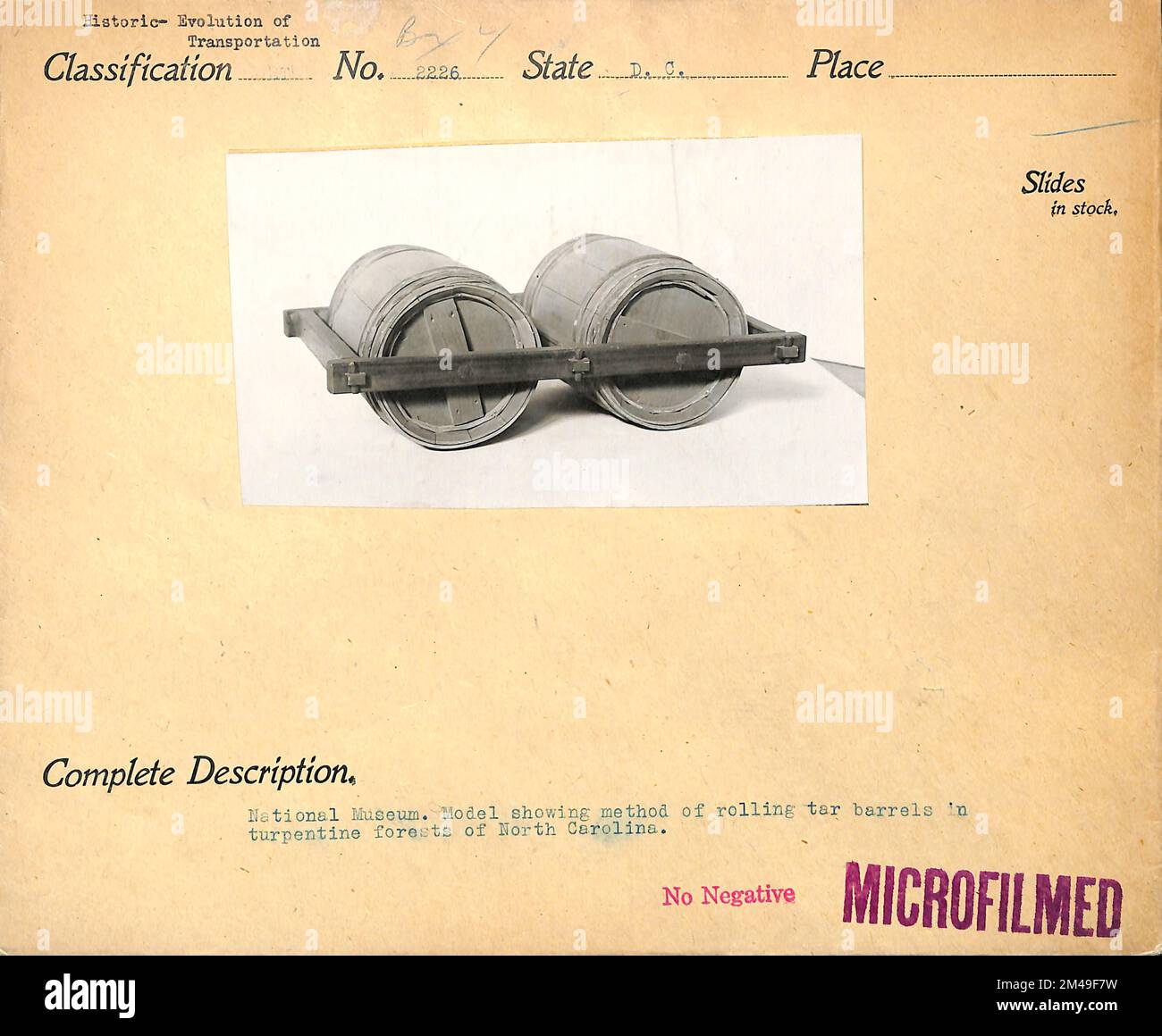 Model Showing Method of Rolling Tar Barrels in Turpentine Forests of ...