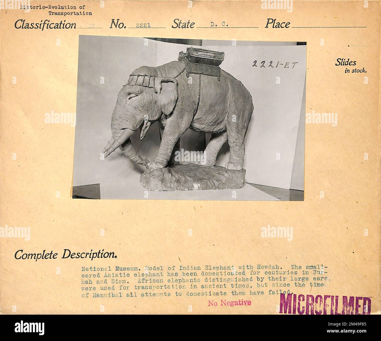 Model of Indian Elephant with Howdah. Original caption: National Museum ...