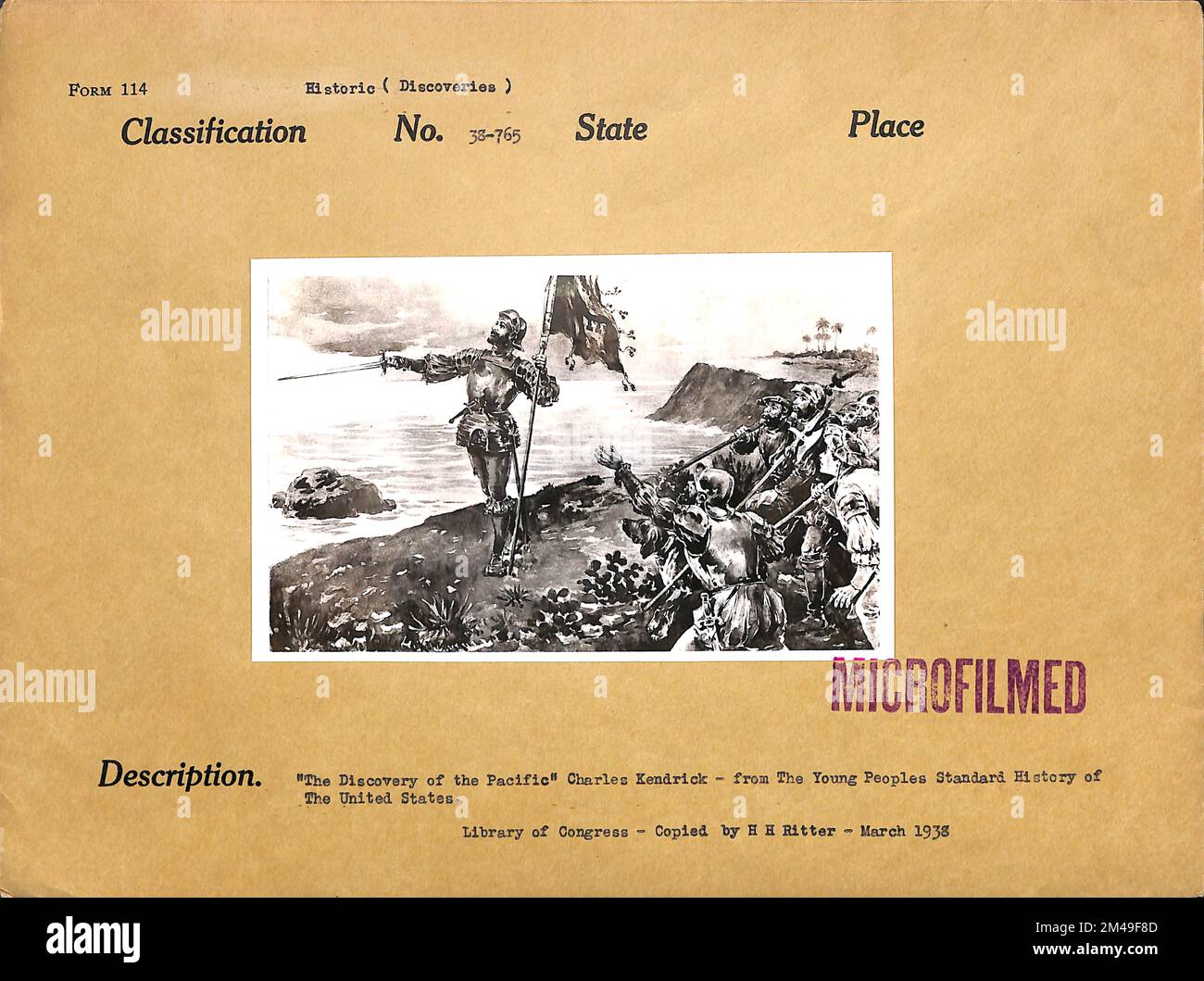 The Discovery of the Pacific. Original caption: "The Discovery of the ...