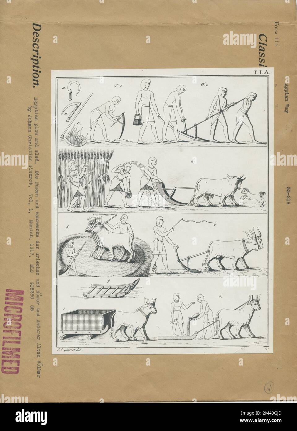 Egyptian Plow and Sled. Original caption: Egyptian plow and sled. Die ...