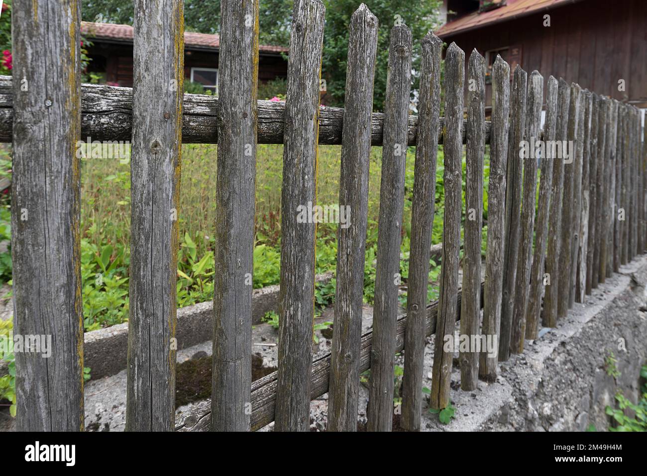 Wooden fence in front of a farmer's garden, Bad Hindelang, Allgaeu ...
