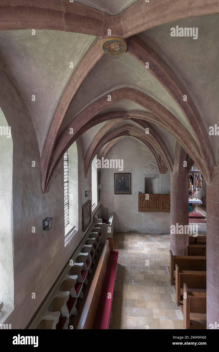Side aisle of the late Gothic hall church from 1488, St. Egidien ...
