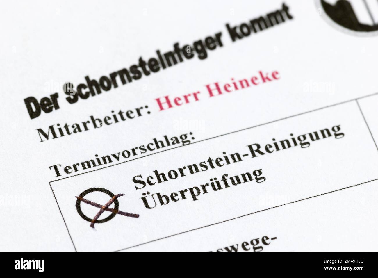 Announcement by form of a chimney sweep for chimney cleaning and ...