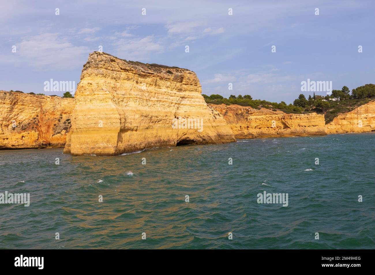 Dramatic view of a rugged Atlantic ocean coastline in Portugal Algarve ...