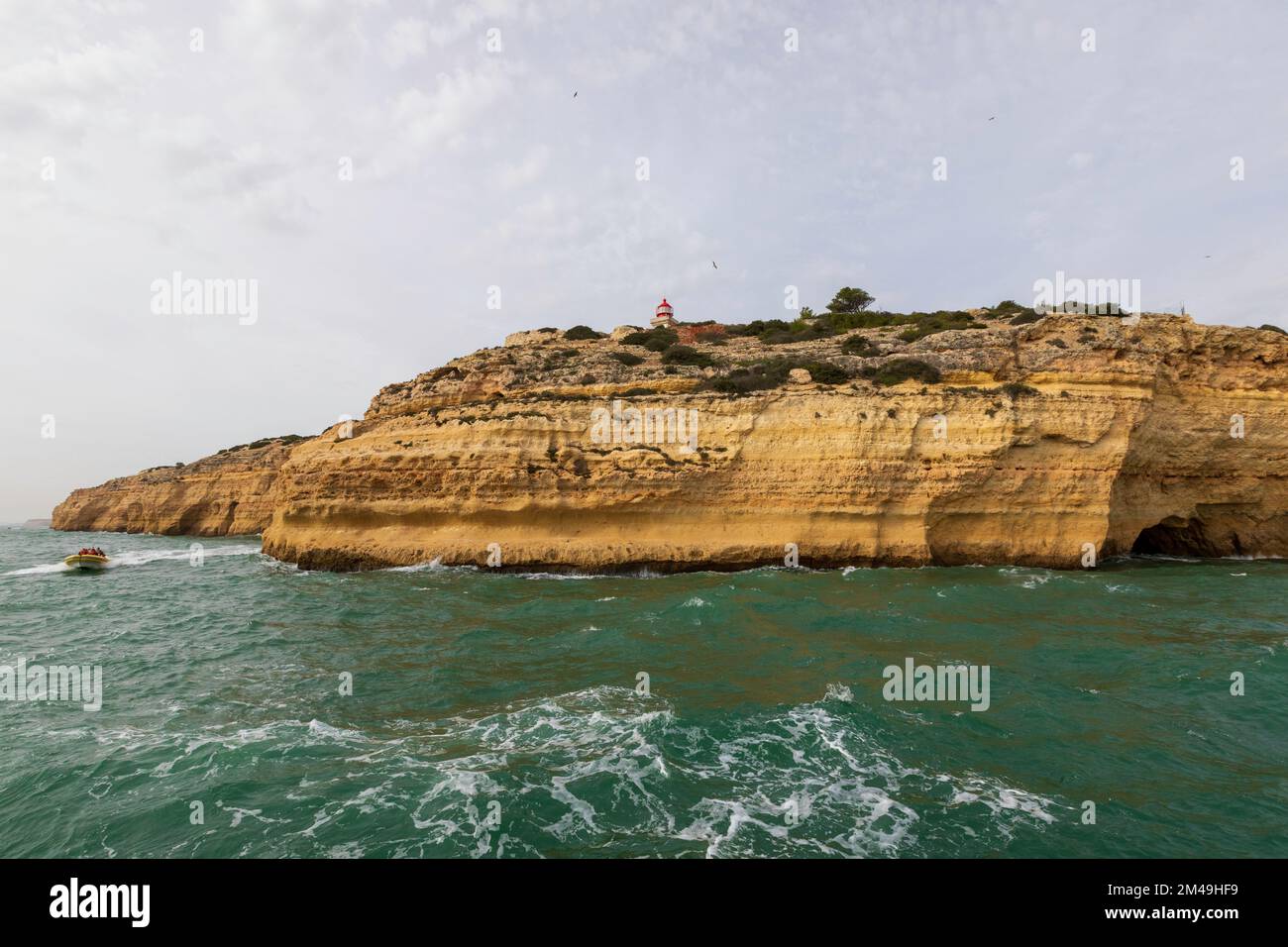 Dramatic view of a rugged Atlantic ocean coastline in Portugal Algarve ...
