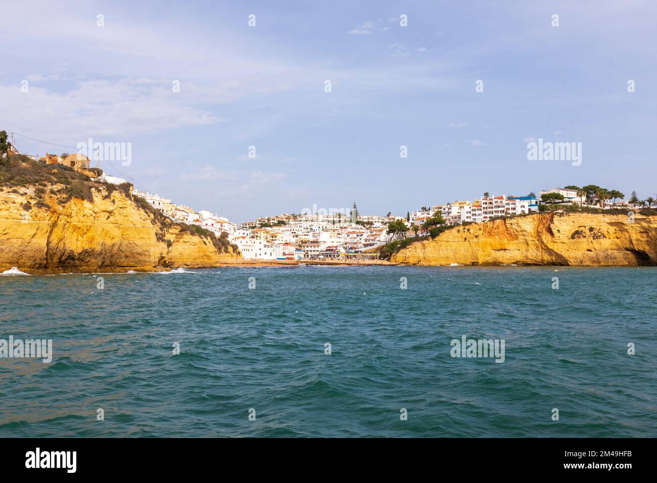 Dramatic view of a rugged Atlantic ocean coastline in Portugal Algarve ...