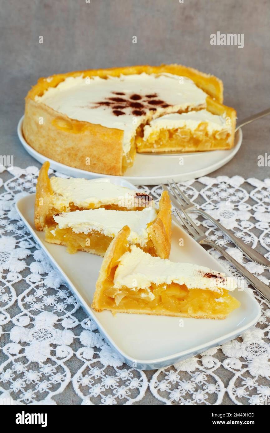 Swabian cuisine, cider cake with apples and cream topping, Swabian ...