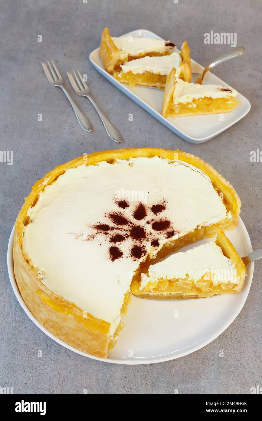 Swabian cuisine, cider cake with apples and cream topping, Swabian ...