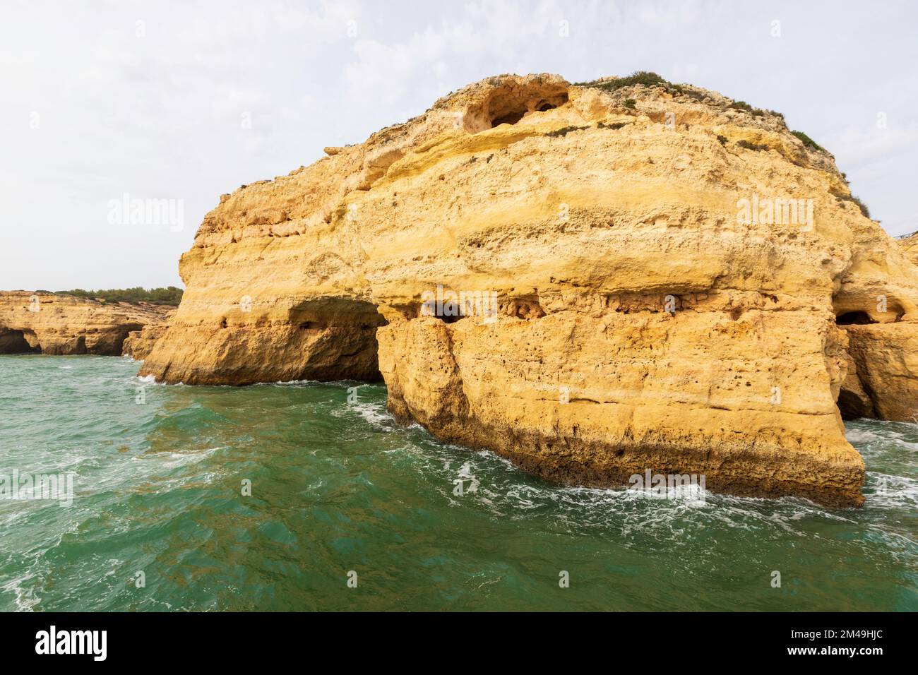 Dramatic view of a rugged Atlantic ocean coastline in Portugal Algarve ...
