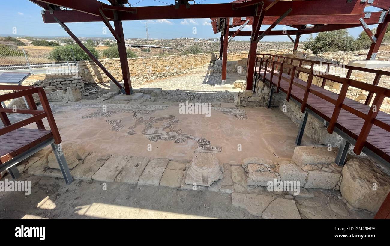 Kourion, Episkopi, Cyprus: Ruins and mosaics of the Baths and the House ...