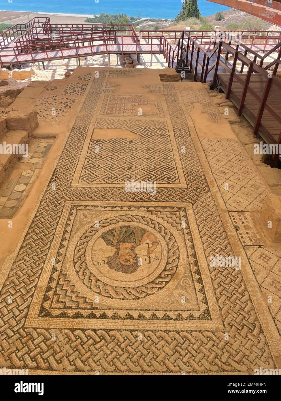 Kourion, Episkopi, Cyprus: Ruins and mosaics of the Baths and the House ...
