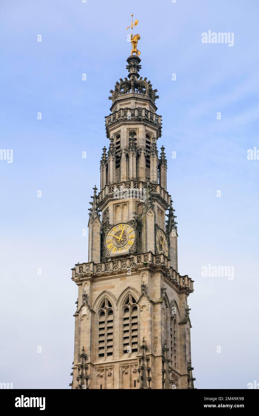 Belfry of the Gothic Town Hall on the Place des Heros, UNESCO World ...