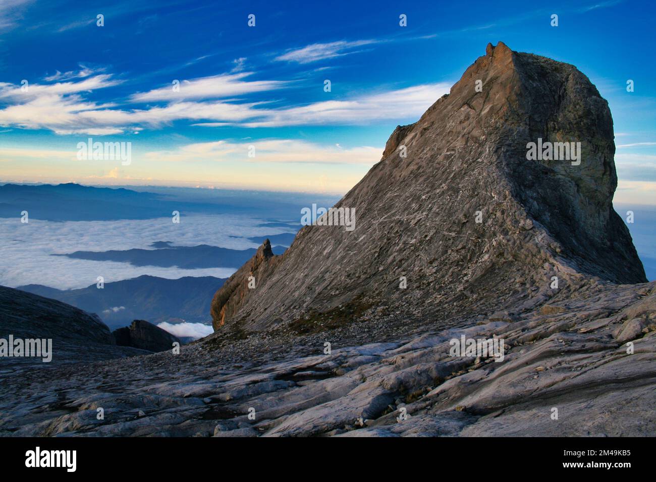 An aerial view of the Monkey Face Peak of Mount Kinabalu in Sabah ...