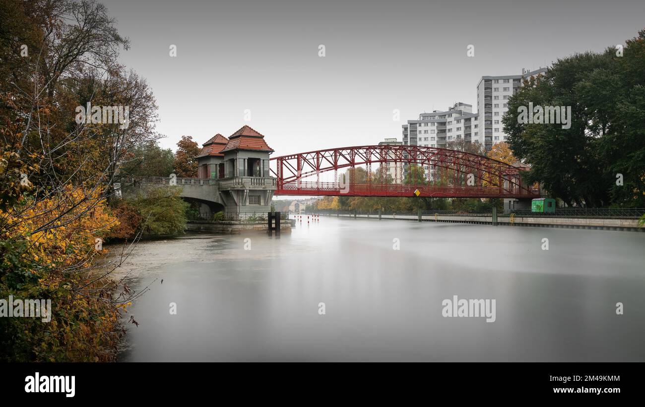 The Tegel Harbour Bridge also called the Six Bridge in autumn, Berlin ...