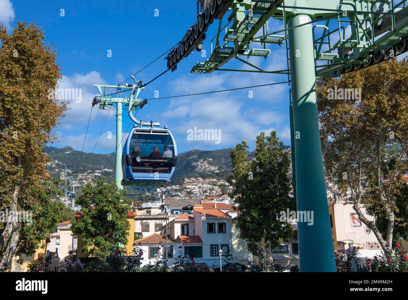 Teleferico cable car in the capital Funchal, Madeira Island, Portugal ...
