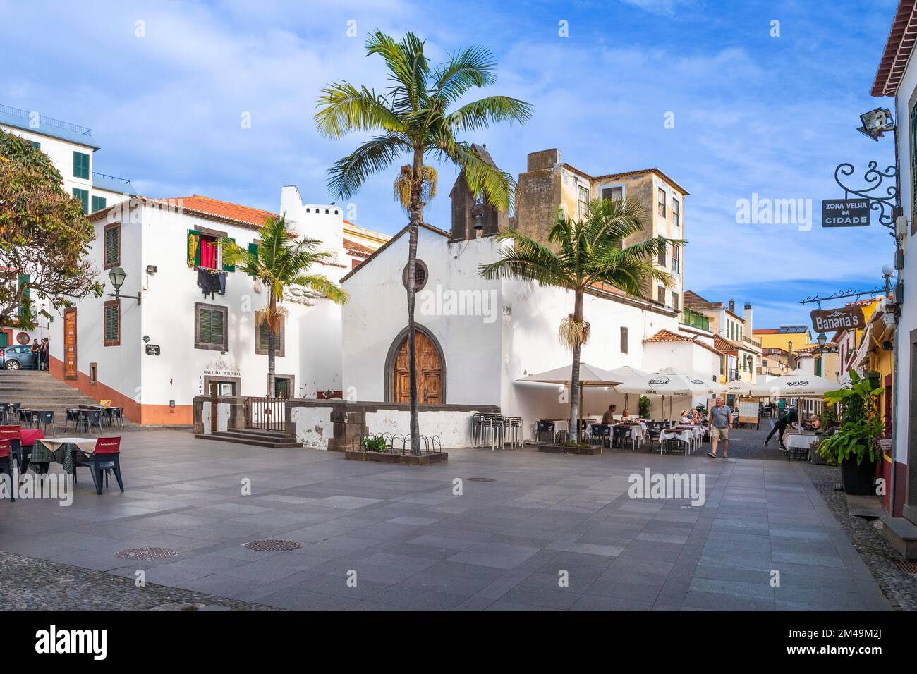 Square in the old town, Funchal, Madeira Island, Portugal Stock Photo ...