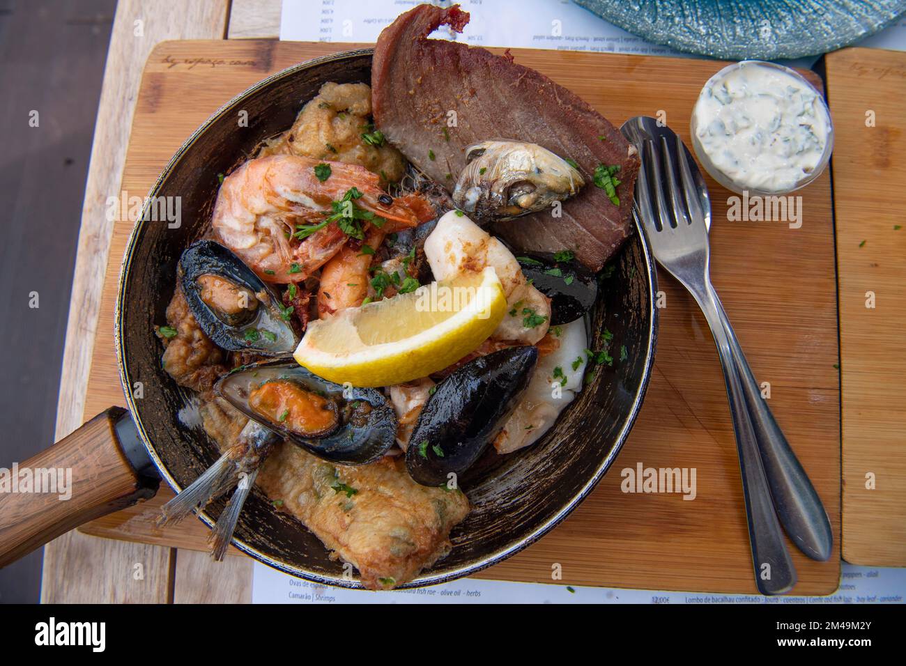 Typical fish platter, seafood, seafood platter, Camara de Lobos ...