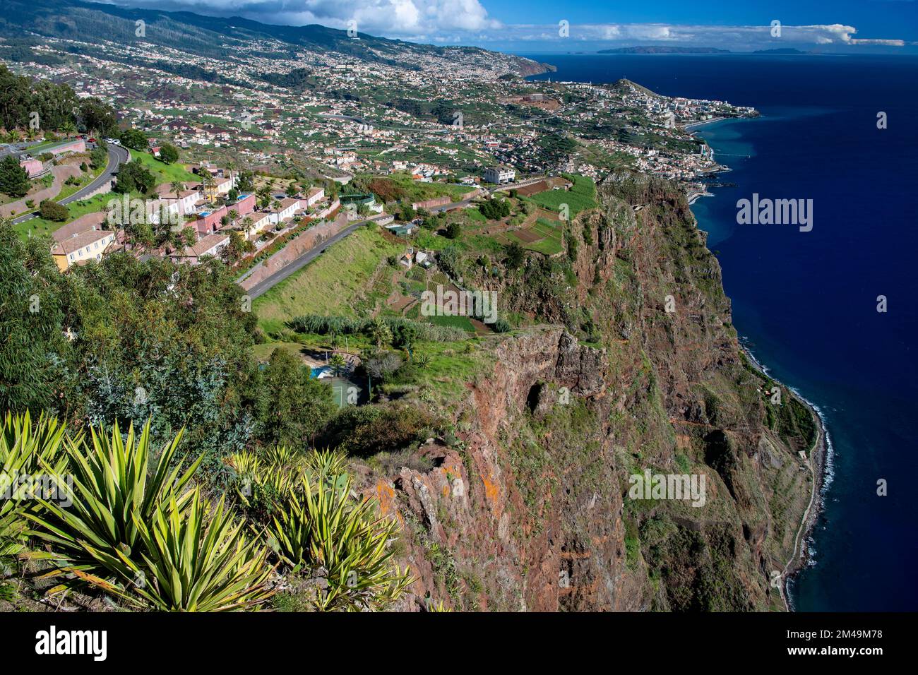 Cliff seen from the glass-bottom skywalk, Cabo Girao, Funchal, Madeira ...
