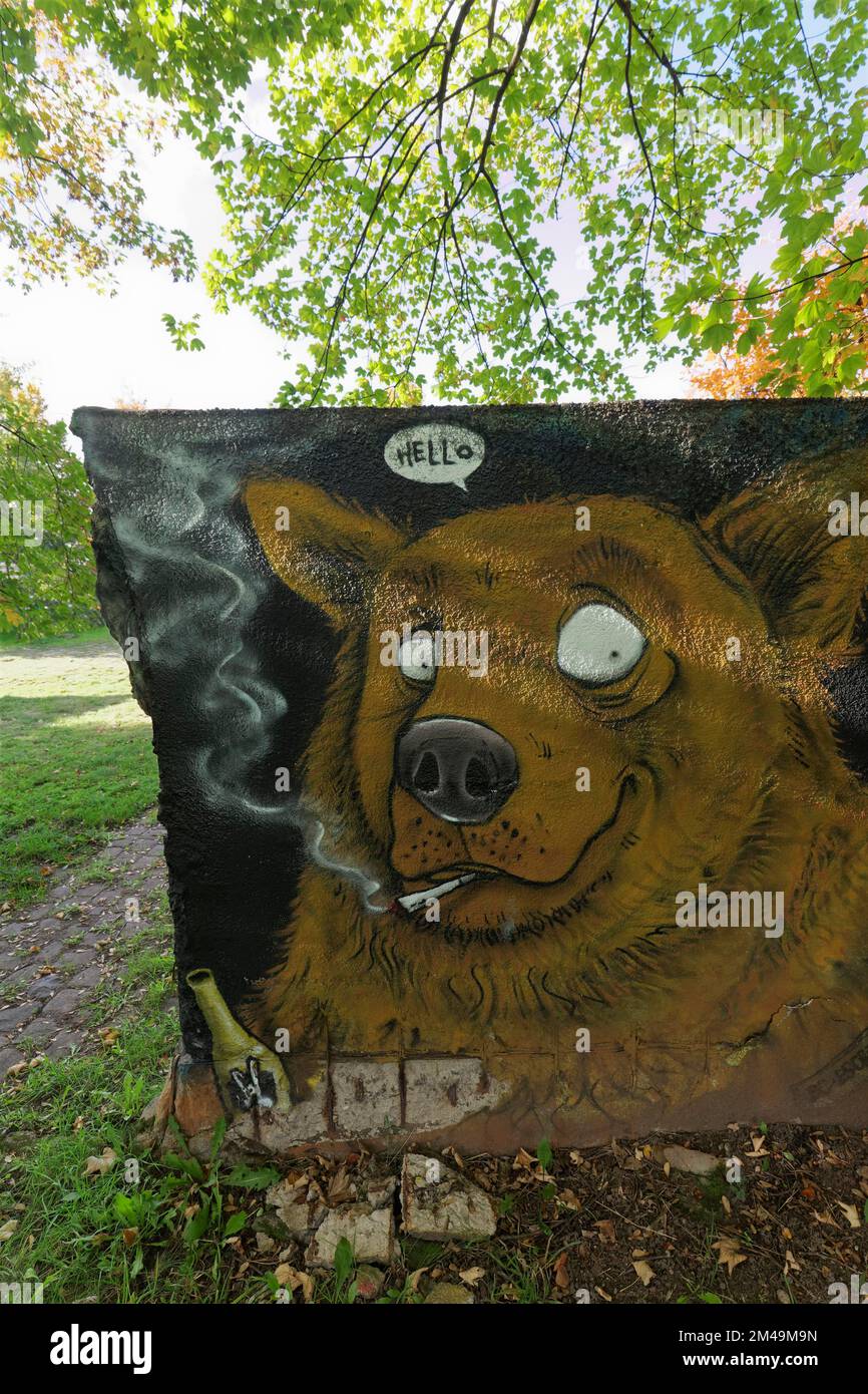 Graffiti, dog smoking pot, smoking marijuana, original mural ...