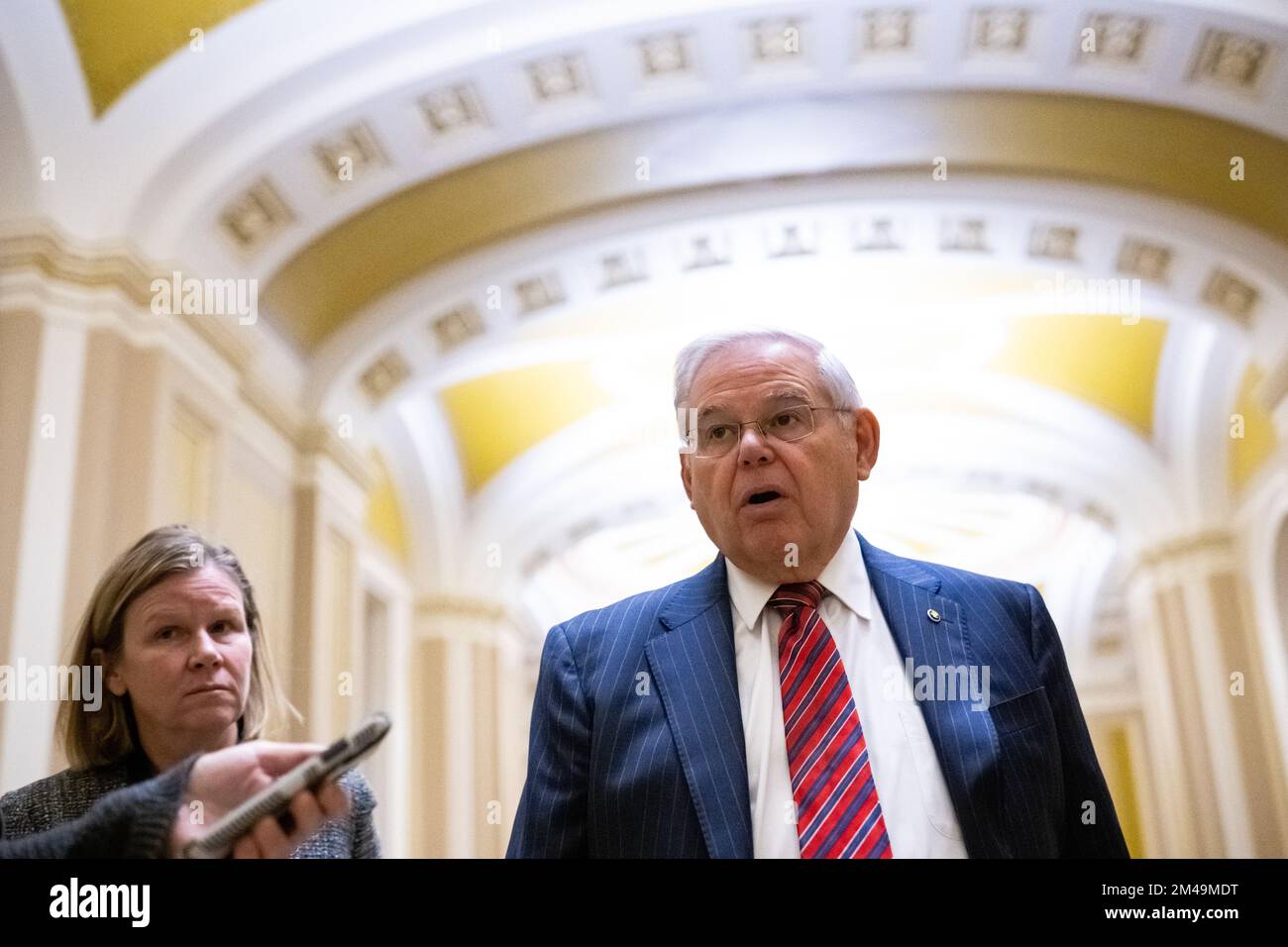 Senator Bob Menendez (D-N.J.) speaks to media at the U.S. Capitol in ...
