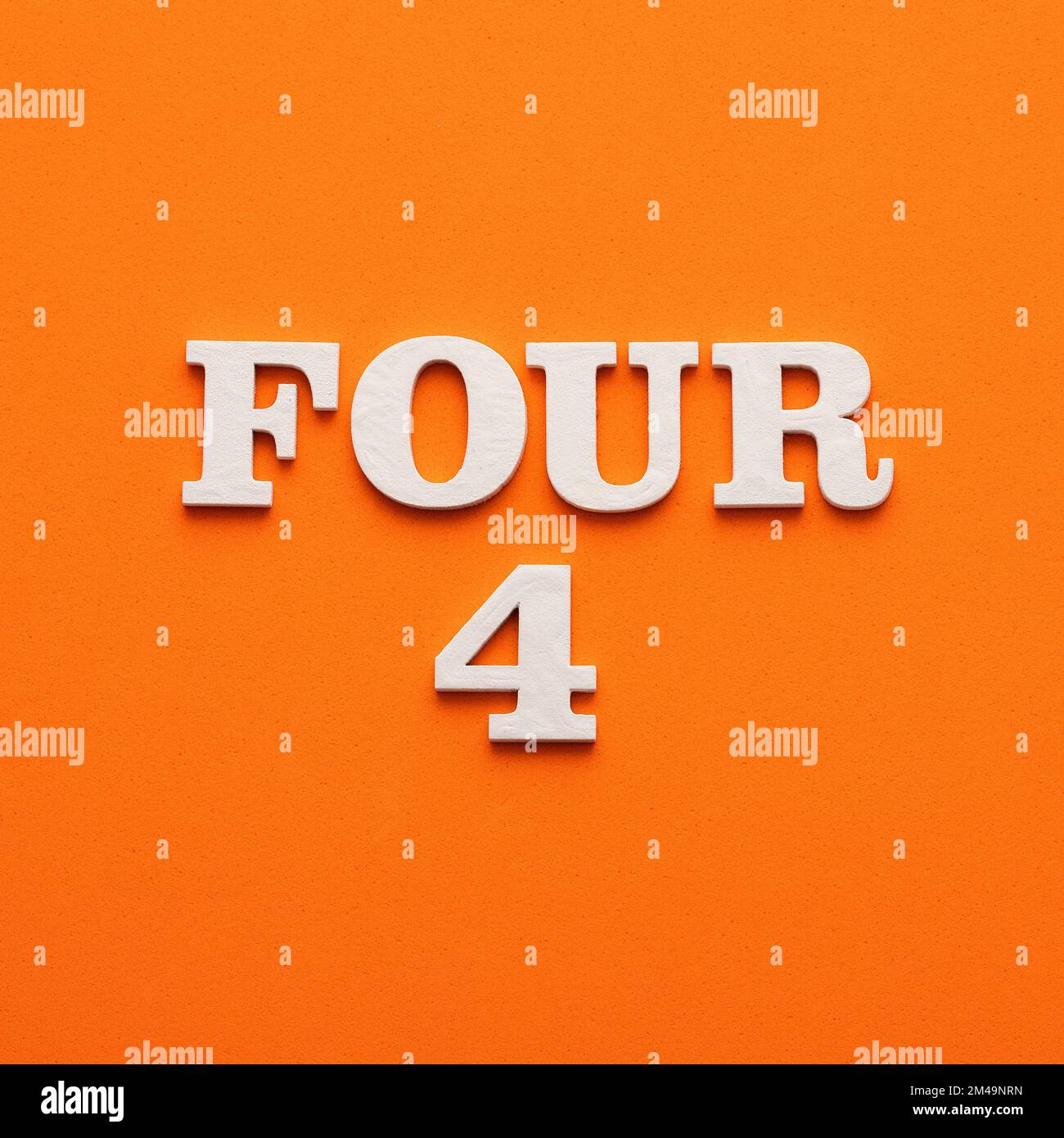 In white letters the word four on an orange background Stock Photo - Alamy