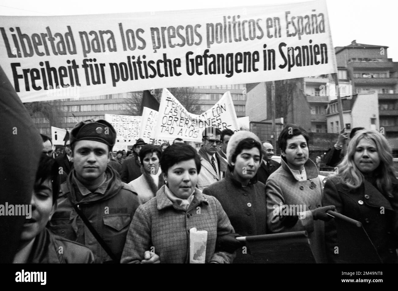 Spanish guest workers and German students demonstrated in Bonn in 1970 ...