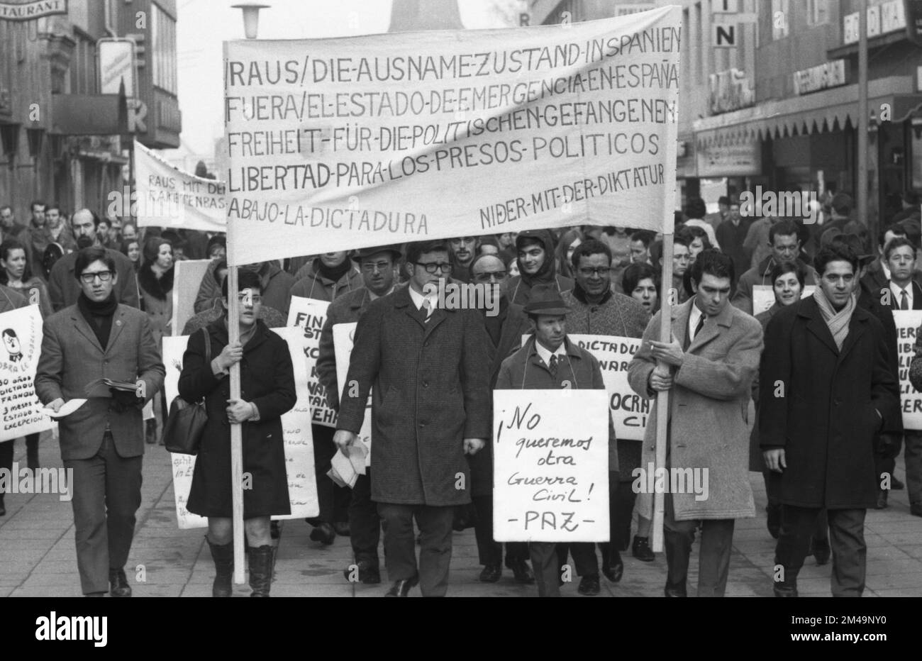 Spanish guest workers and German students demonstrated in Bonn in 1970 ...