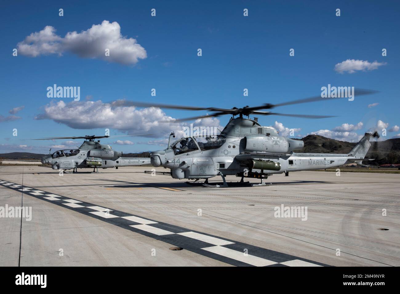 Two AH-1Z Vipers with Marine Light Attack Helicopter Squadron (HMLA) 169, Marine Aircraft Group ...