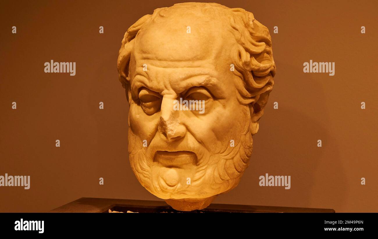 Head of Thucydides, Roman replica of the original bronze head from the ...