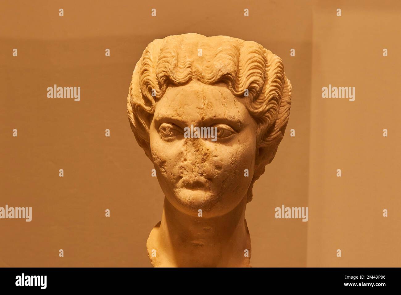 Marble head of the Roman ruler's wife Faustina the Younger, wife of ...